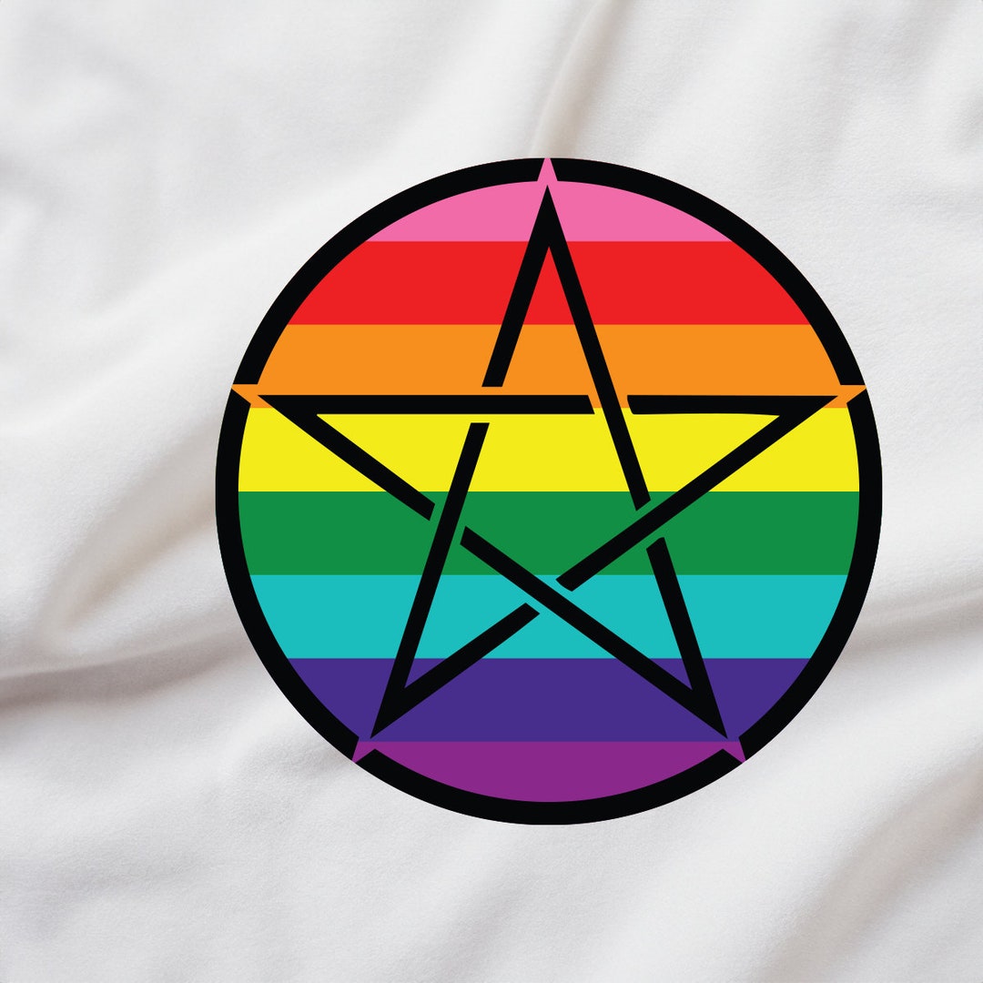 Upright Pentagram Classic Rainbow Pride Flag LGBTQ Flag - Iron-on Vinyl ...