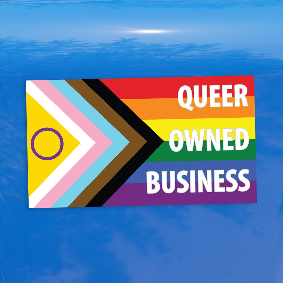 Queer Owned Business Intersex Progress Pride Flag LGBTQ POC Trans White ...