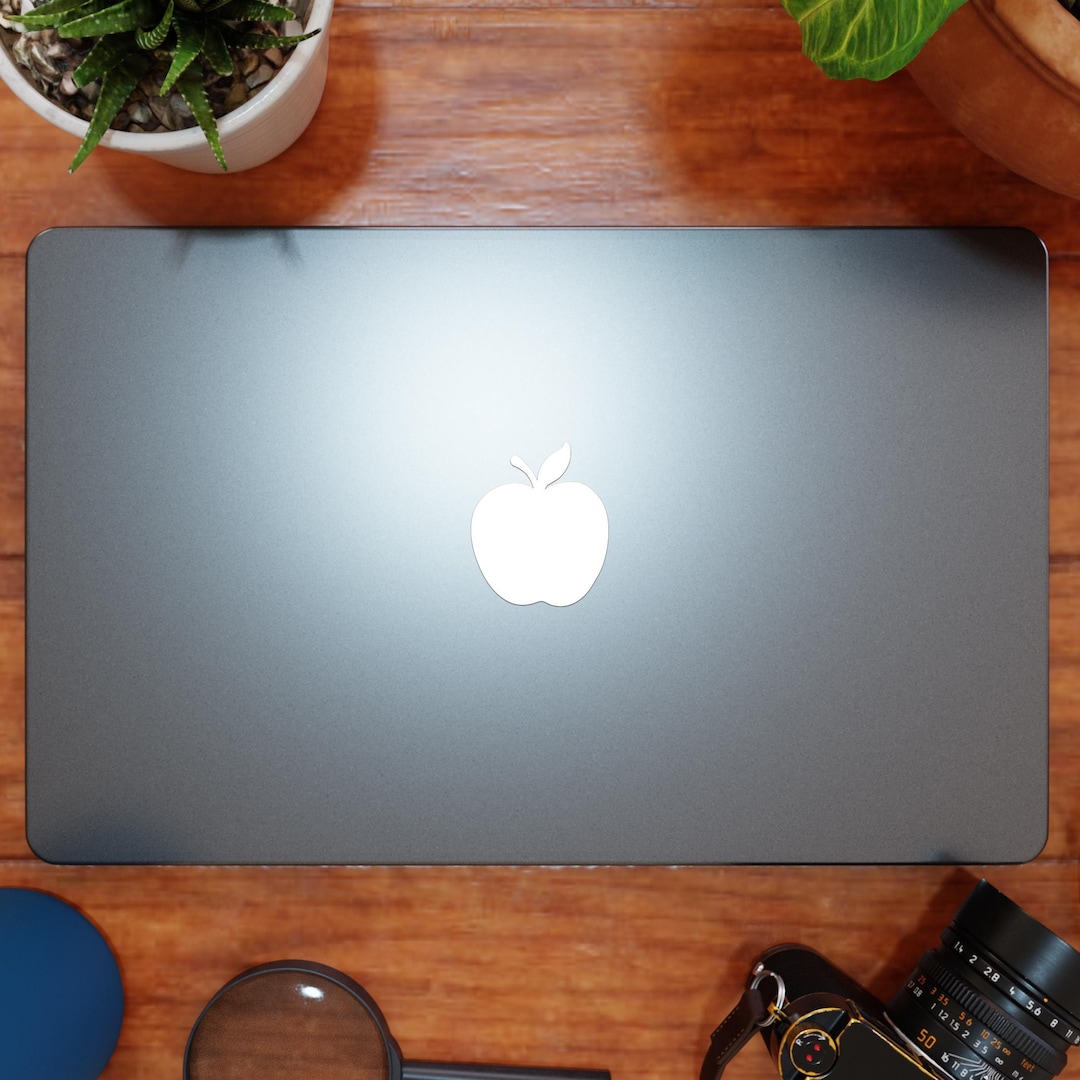 White Color Apple Shaped Logo Cover Decal – Vinyl Sticker for Laptops ...