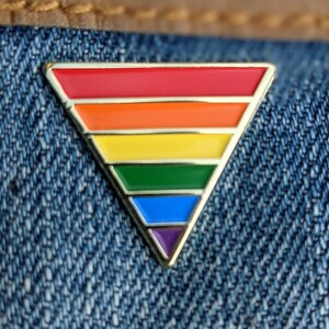 Rainbow Pride Flag Triangle Gold Plated - Enamel Lapel or Fabric Pin - Etsy