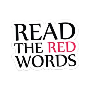 Read the Red Words Decal - Vinyl Sticker for Cars, Laptops, Windows and ...