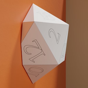 D20 Wall Mount Papercraft Model 3d Craft Template Size 9 - Etsy
