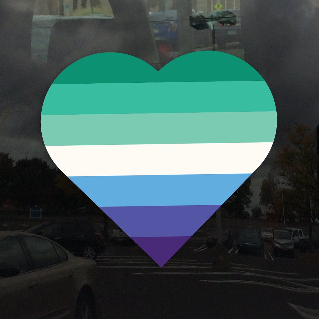 Heart Trans Inclusive Gay Men's Pride Flag - Vibrant Static Cling ...