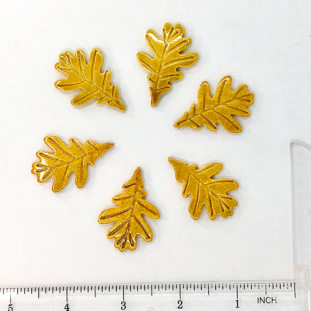 Yellow Ceramic Oak Leaf Beads- Set of 6 - Etsy