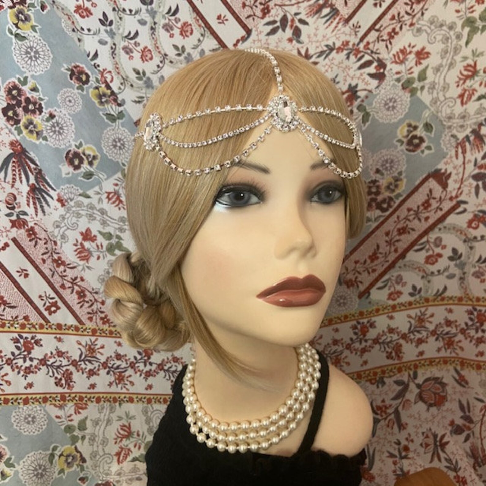 1920s Style Silver Rhinestone Adorned FLAPPER Drape Head Skull - Etsy