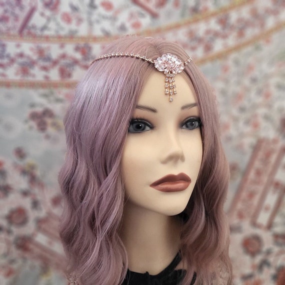 1920s ROSE GOLD RHINESTONE Cluster Chunk Simple Wedding Bridal | Etsy