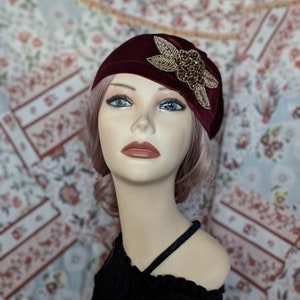 1920's Style Burgundy Maroon Deep Red Cloche Turban Hat Headpiece Hair ...