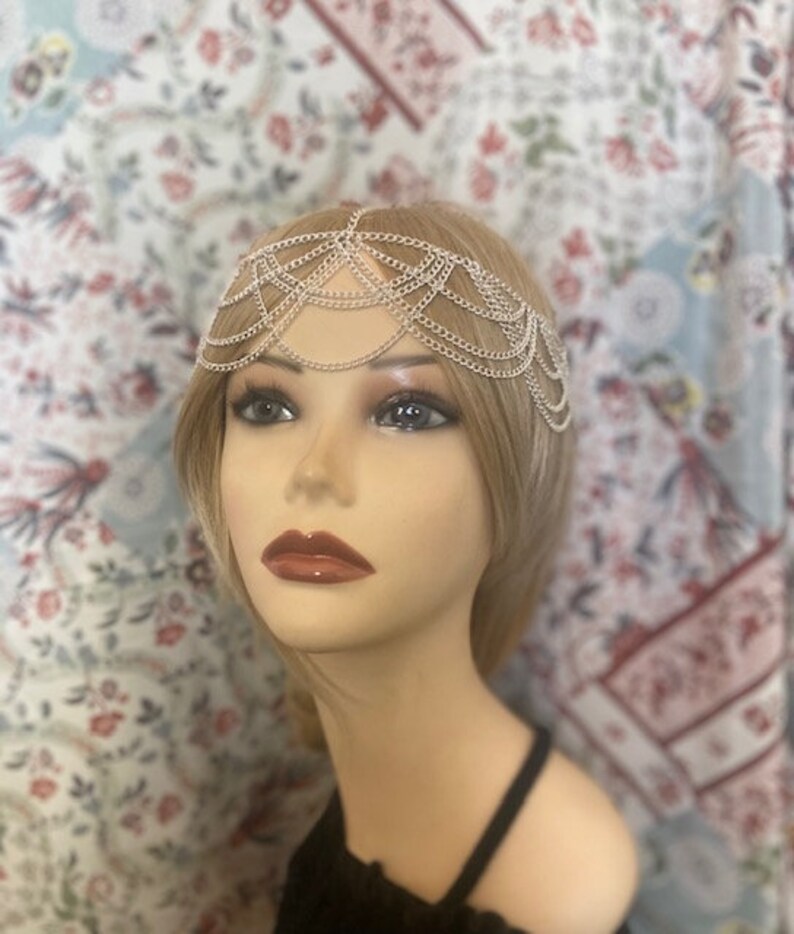 1920s Silvertone Headchain Flapper Gatsby 1920's Stye Art | Etsy