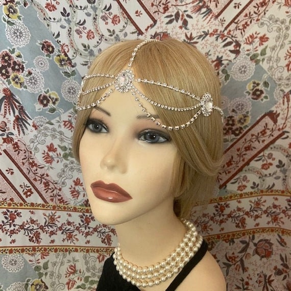 1920s Style Silver Rhinestone Adorned FLAPPER Drape Head Skull - Etsy