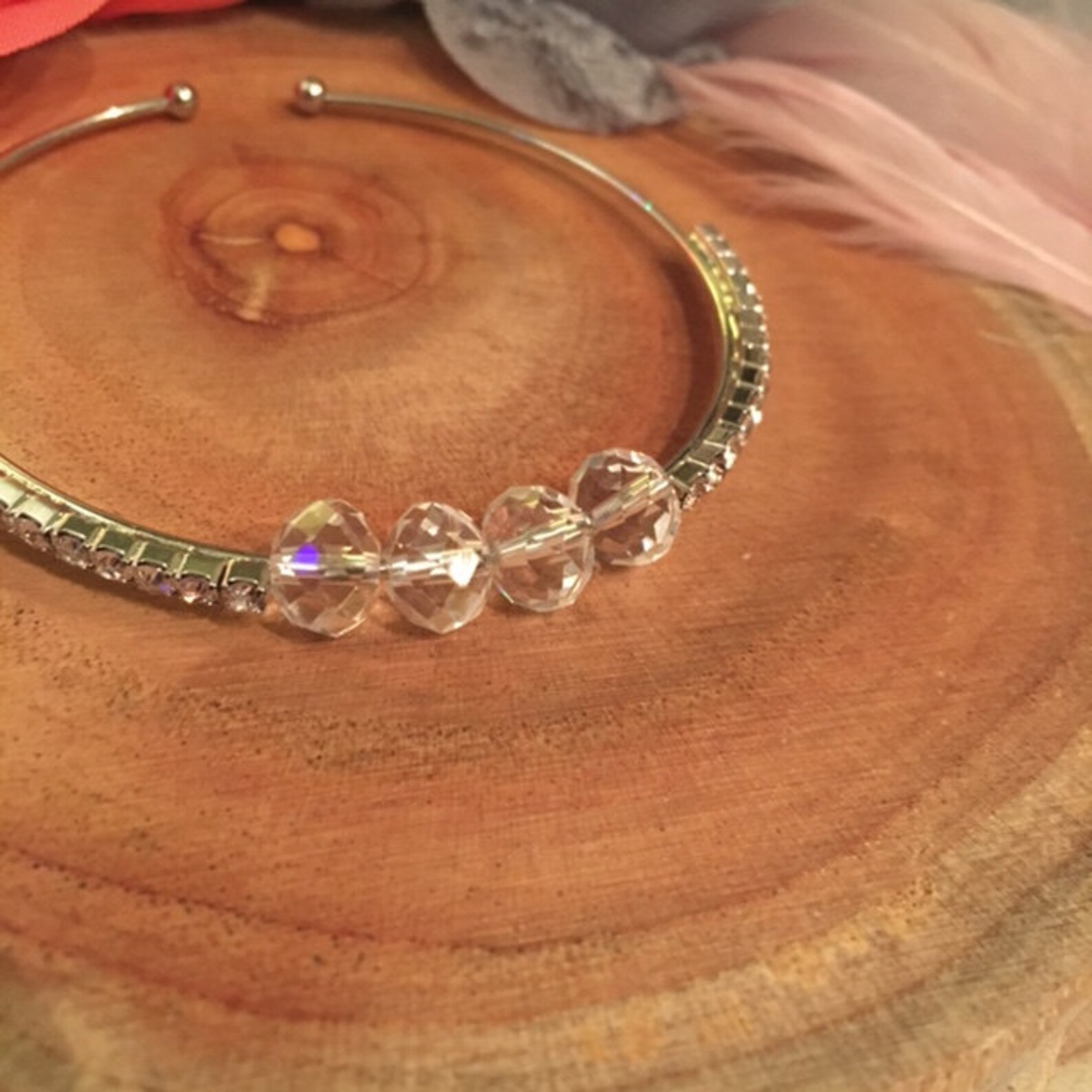 1920s Style Flapper Clear Bead Silver Rhinestone Flapper Bracelet ...