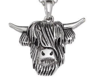 Silver and Copper Highland Cow Necklace, Highland Cow, Scottish ...