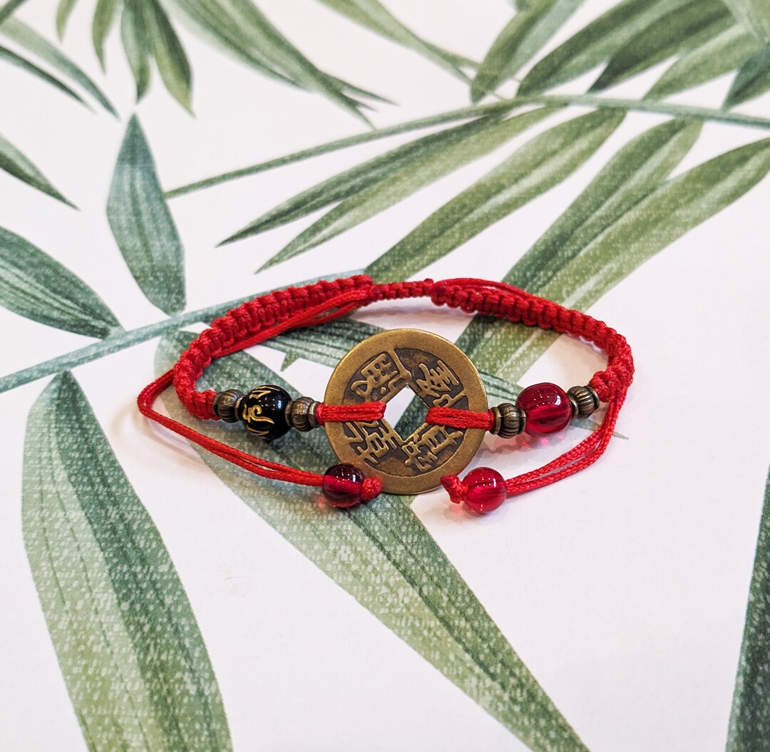 Lucky Chinese Coin Red Kabbalah Feng Shui Bracelet - Etsy