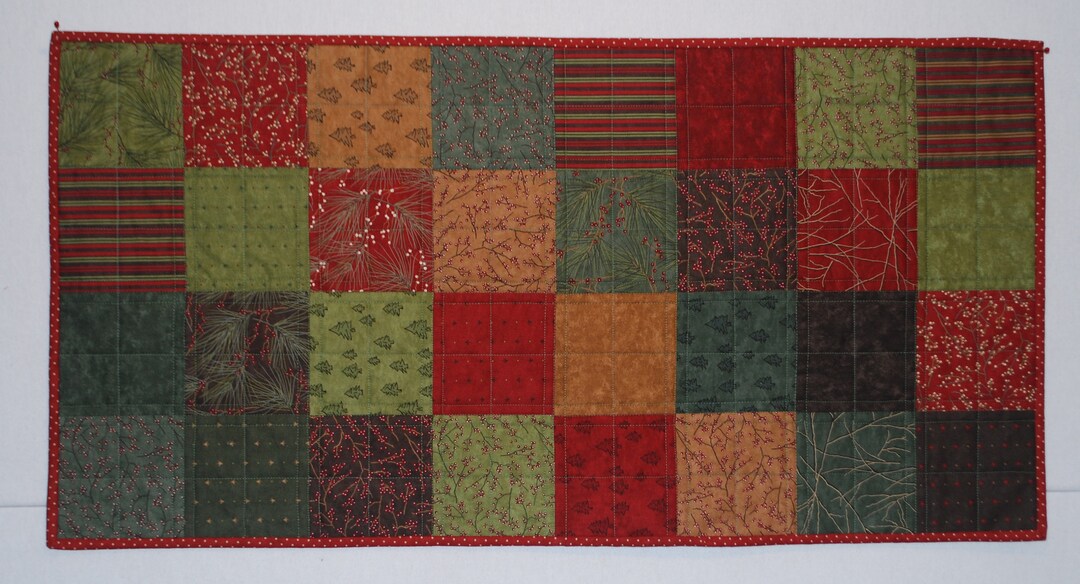 Rustic Christmas Quilted Table Runner, Winter Table Topper 18 X 36 - Etsy