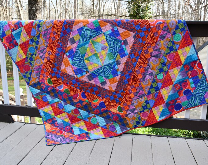 Modern Lap Quilt, Kaffe Fassett Wall Hanging, Table Topper - 55" X 55 ...