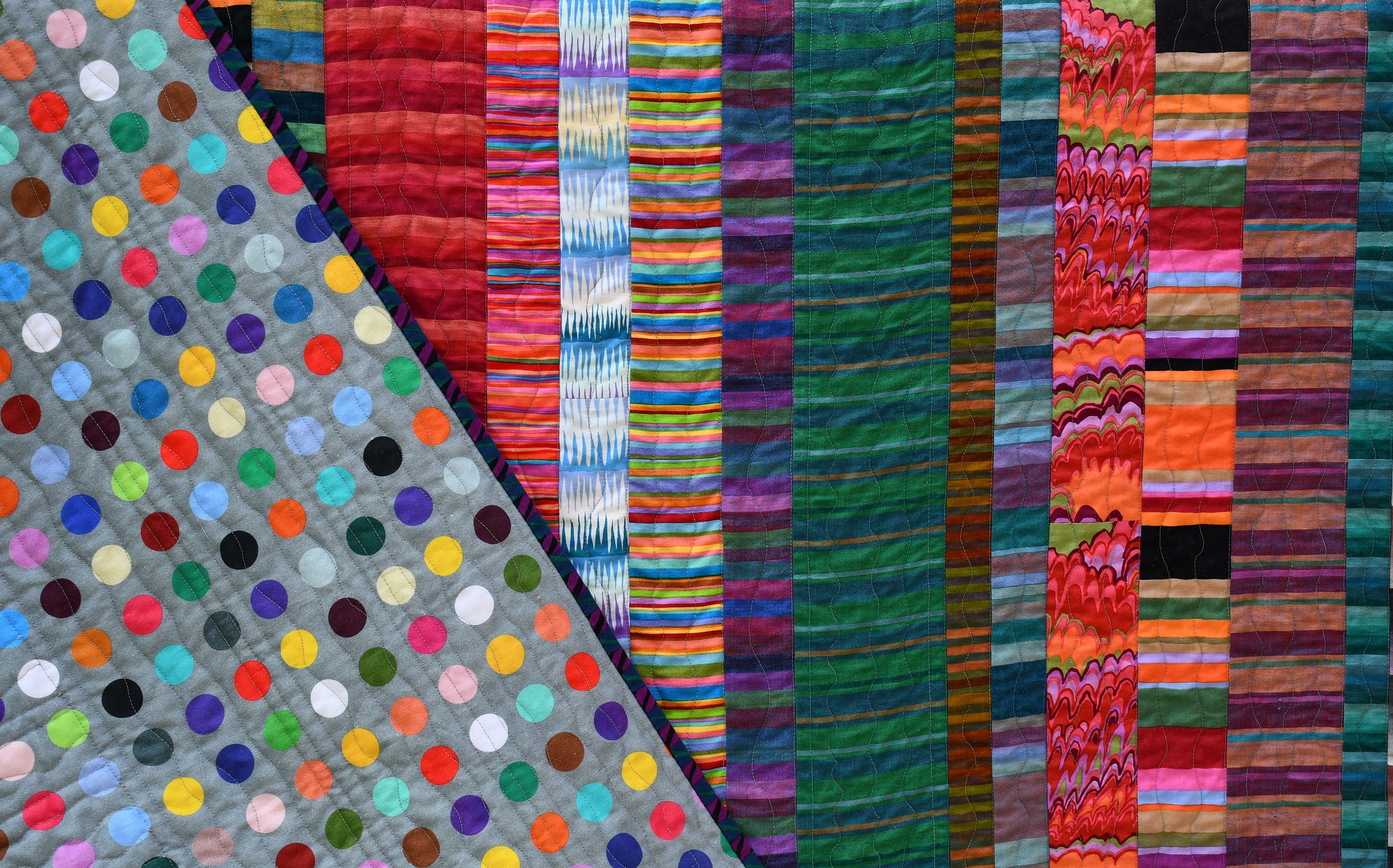 Kaffe Fassett Stripes Quilt, Quilted Bedspread 81 X 94 - Etsy