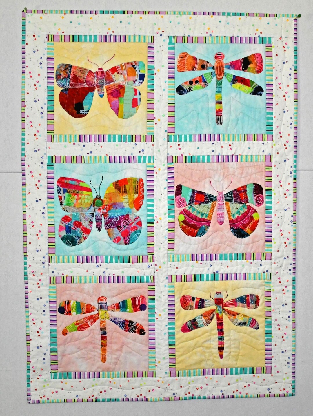 Spring Lap Quilt, Quilted Wall Hanging, Baby Blanket, Butterflies & Dragonflies 31 X 44 - Etsy