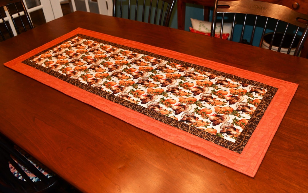Turkey Table Runner, Pumpkin Patch, Thanksgiving Table Decoration - 19 ...