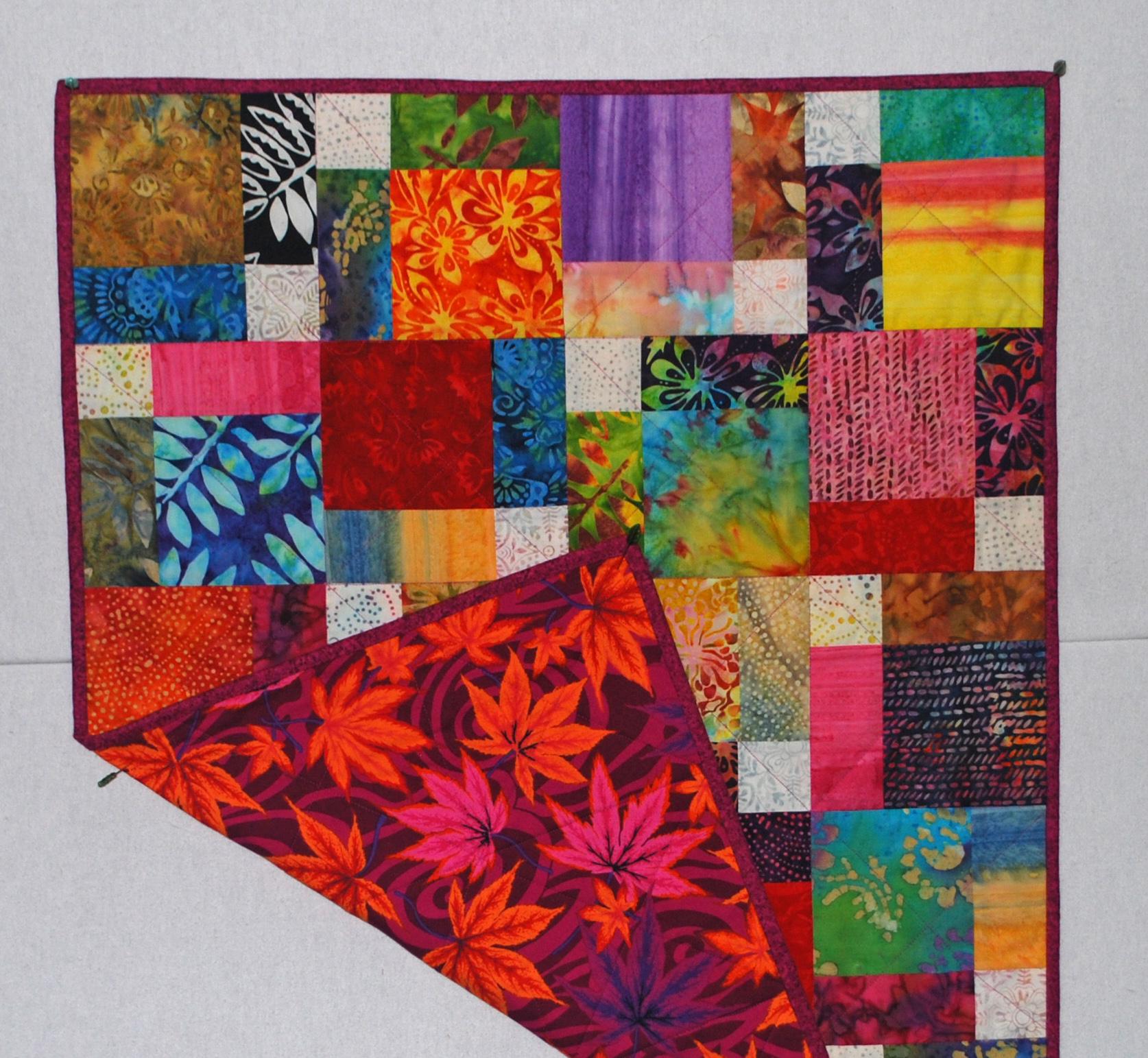 Batik Wall Hanging, Small Quilt, Quilted Wall Art - 25