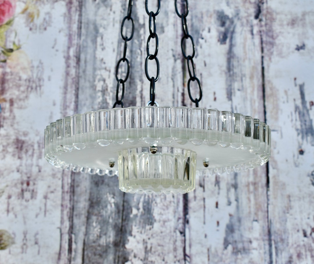 Frosted and Clear Bird Bath Bowl, Vintage Glass Repurposed Bird Feeder ...