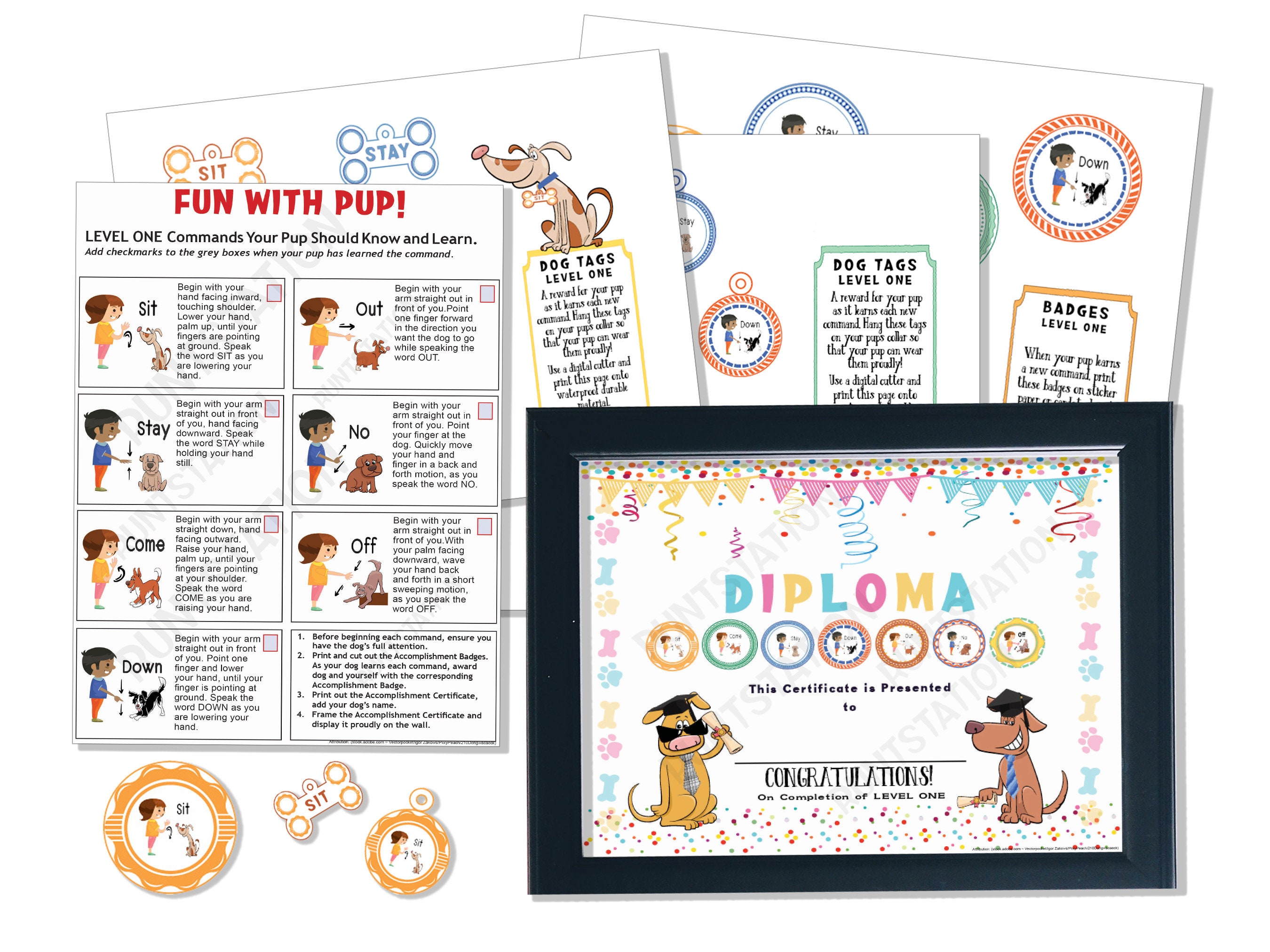 LEVEL 1 Dog Training PRINTABLE, Puppy Training for Kids, Accomplishment ...