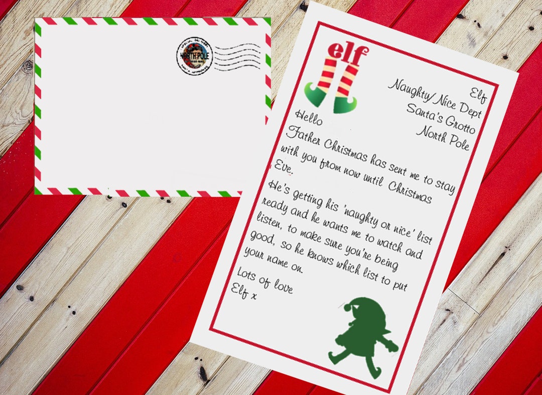 Christmas Elf Hello Letters With Envelopes Packs of 5 10 - Etsy