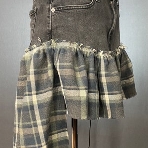 Frankenskirt - Plaid Punk Flannel Skirt With Denim Waist and Pockets ...