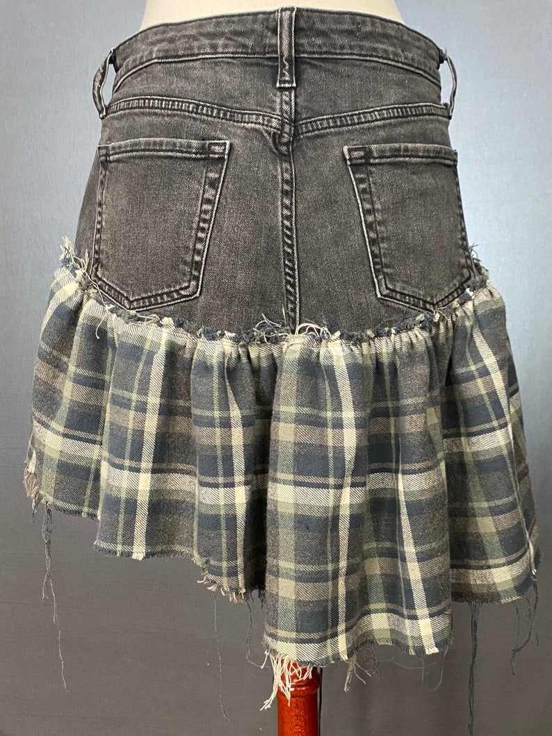 Frankenskirt - Plaid Punk Flannel Skirt With Denim Waist and Pockets ...