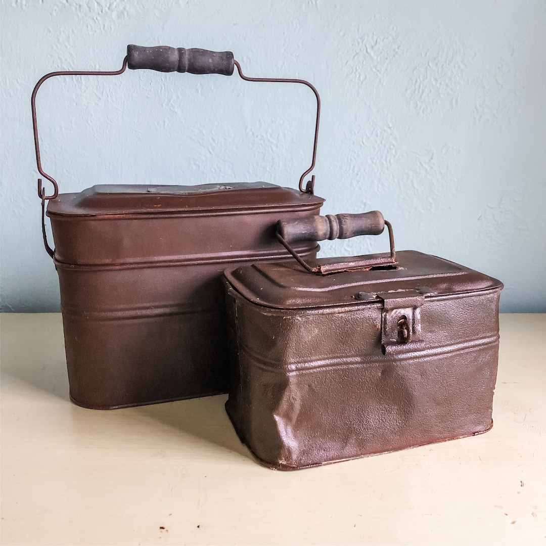 Set of 2 Antique Lunch Pails / Lunch Box / Primitive / Farmhouse - Etsy