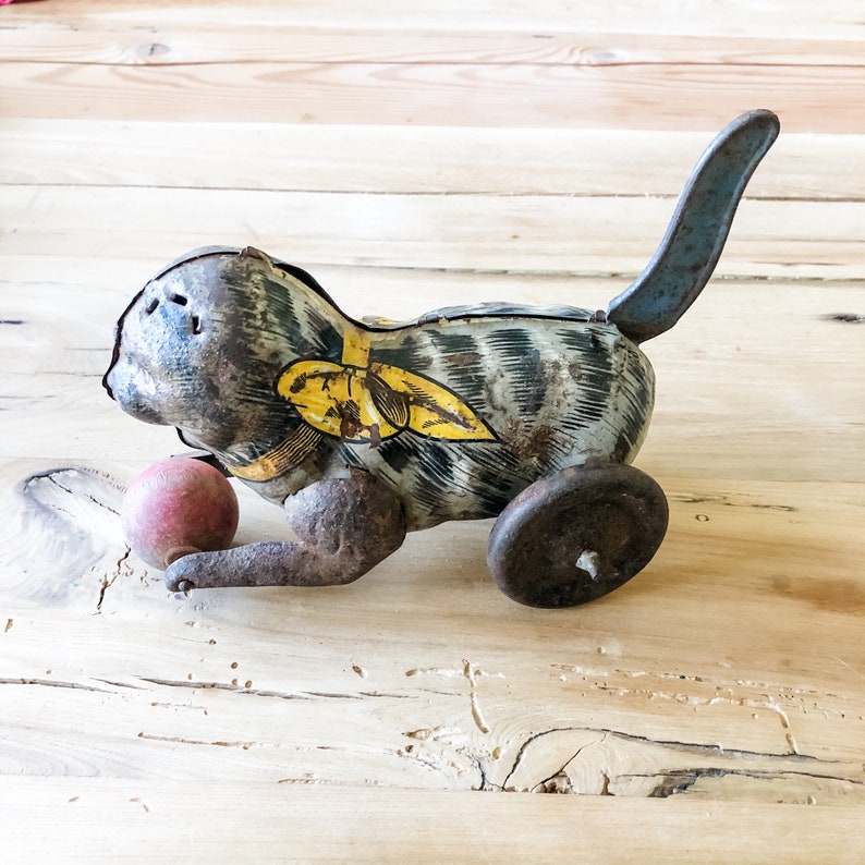 Marx Tin Toy - Cat With Ball - Etsy