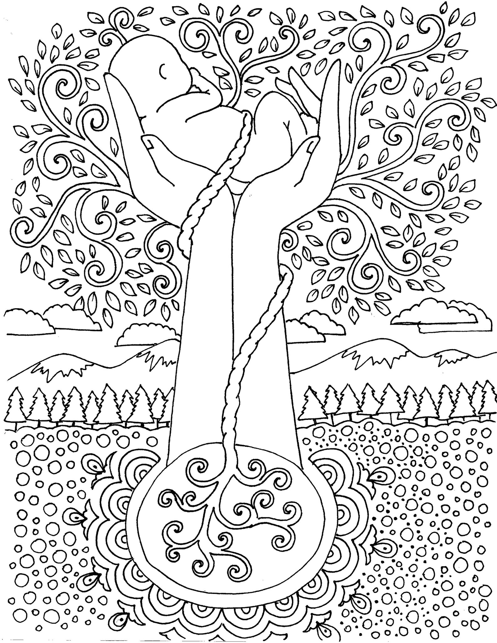 ROOTS Coloring Page/ Birth Art Coloring Sheet/ Placenta/ Doula/ Midwife ...