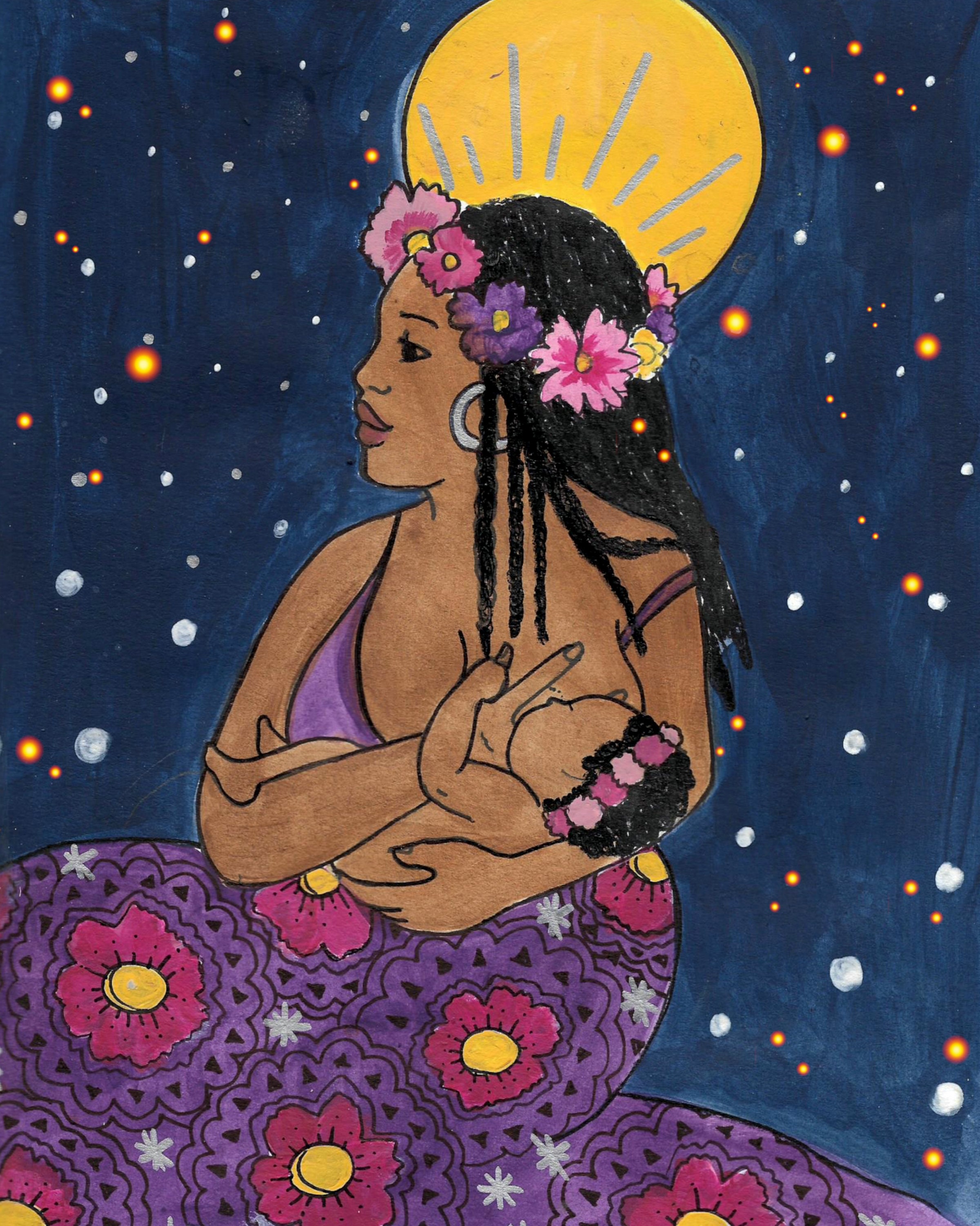 DIGITAL Moon Beams Print poster Breastfeeding Art Breastfeeding 