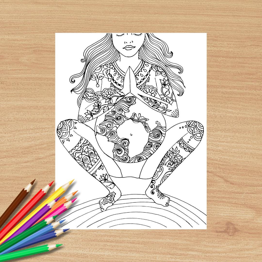 Coloring Page/ Birth Art Coloring Sheet/ Pregnancy Art/ Doula/ Midwife ...