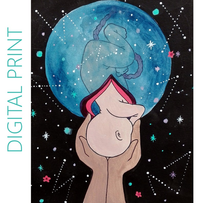 DIGITAL being Born Print/poster /birth Art/ - Etsy