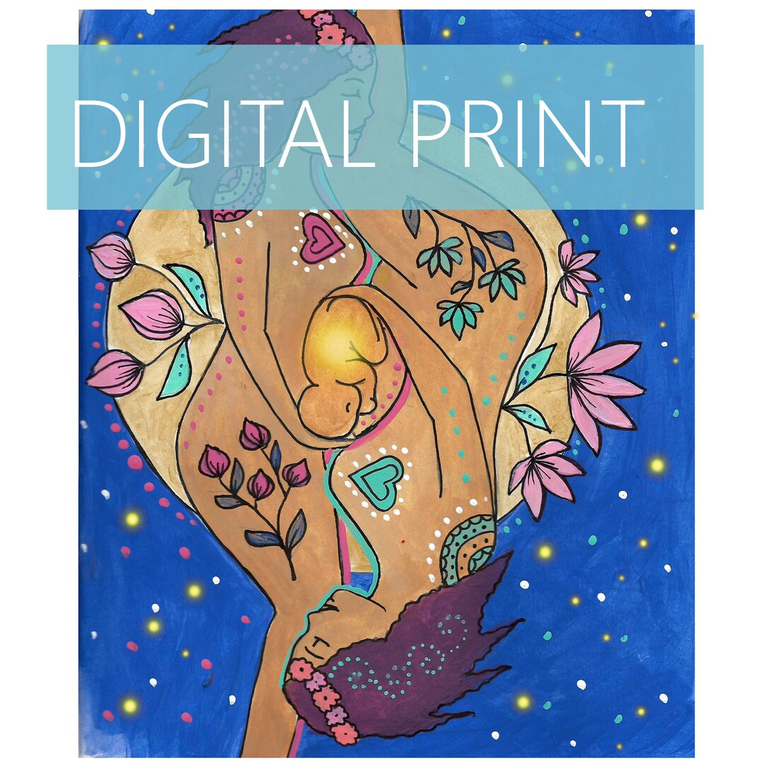 DIGITAL "mirrors" Print/poster /birth Art/ Pregnancy Art/ Midwife ...