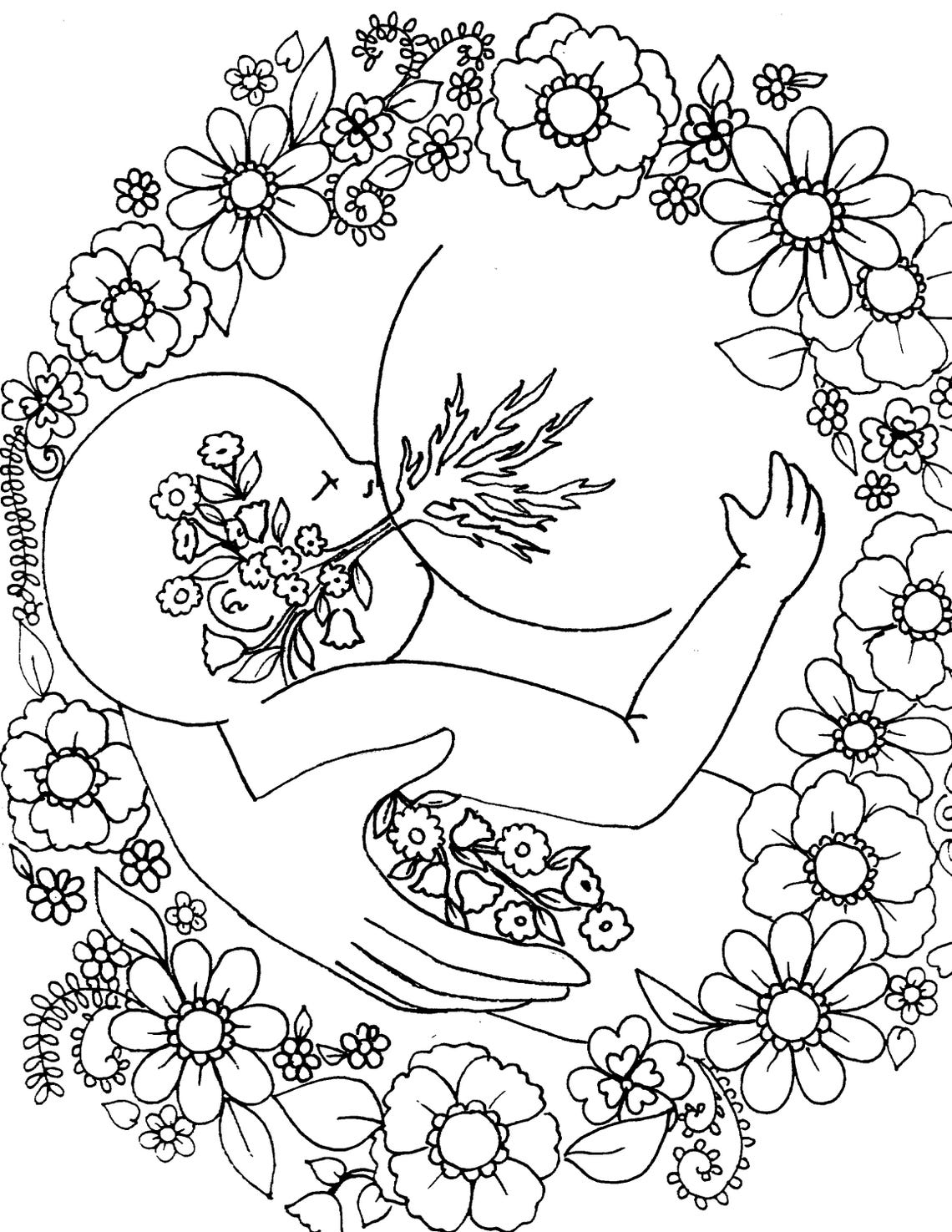 NOURISH Coloring Page/ Birth Art Coloring Sheet/ Breastfeeding Art ...