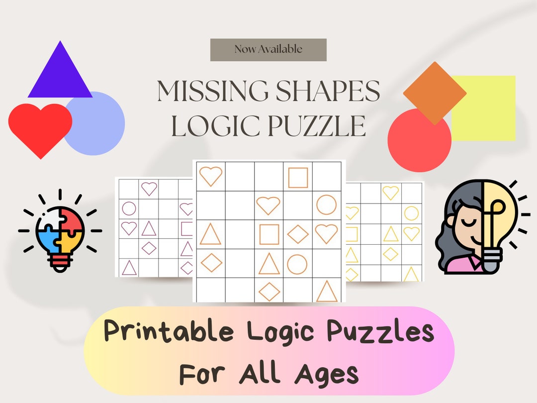 Missing Shapes Logic Puzzle, Brain Teasers for All Ages, Printable ...