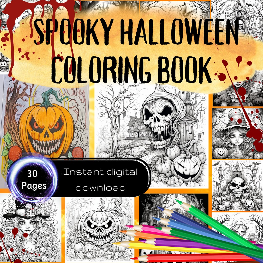 Halloween Coloring Book Cute Halloween Activity Fall - Etsy