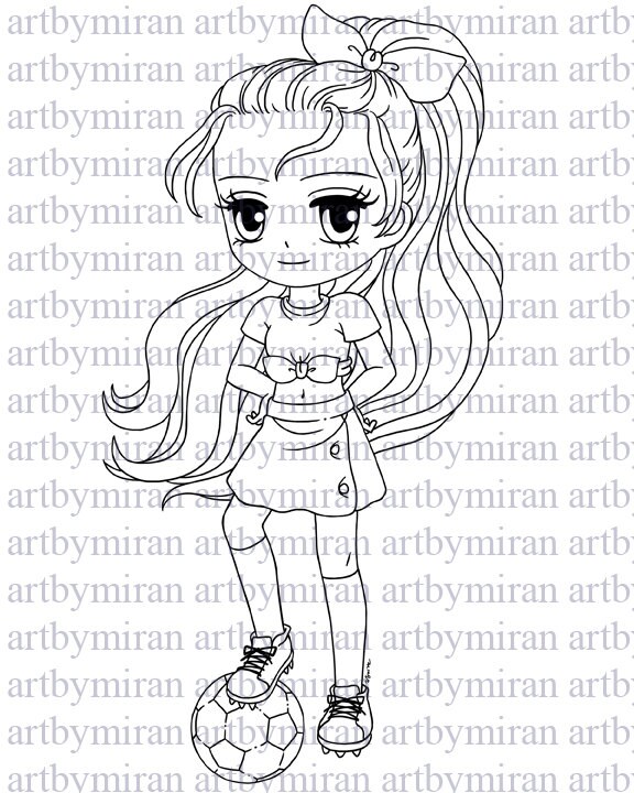 Digital Stamp-soccer Player Jane Digi Stamp Printable Line - Etsy