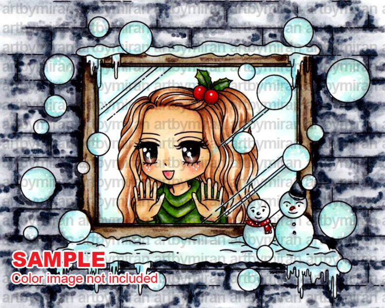 Digital Stamp Snowy Dreams158, Christmas Digi Stamp, Printable Line Art ...