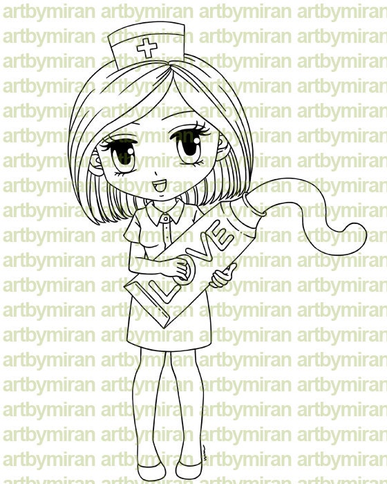 Digital Stamp Nurse Nora160 Digi Stamp Printable Line - Etsy