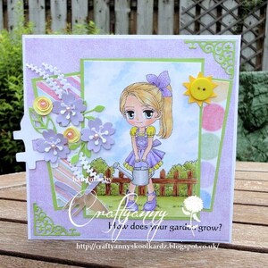 Spring Digital Stamp-little Garden Sally107, Gardening Digi Stamp, Cute ...