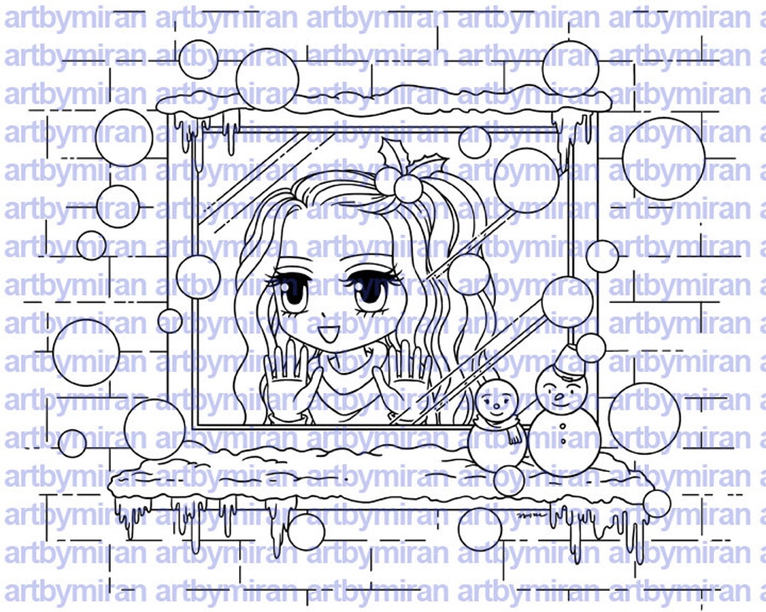 Digital Stamp Snowy Dreams158, Christmas Digi Stamp, Printable Line Art ...