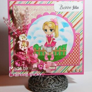 Spring Digital Stamp-little Garden Sally107, Gardening Digi Stamp, Cute ...