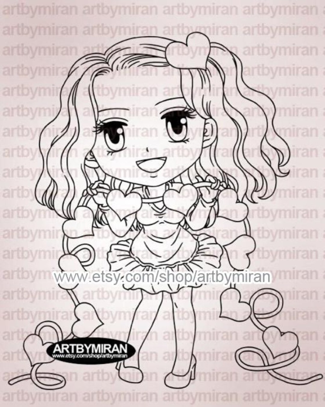 Birthday Digital Stamp - Heartstrings (#242), Valentine's Digi Stamp ...
