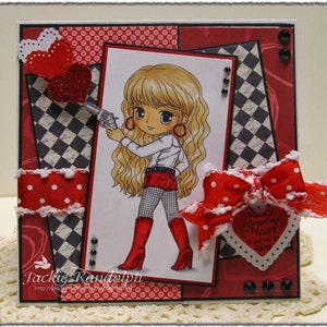 Valentine Digi Stamp-love Shot, Pretty Girl Digital Stamp, Cute Anime ...
