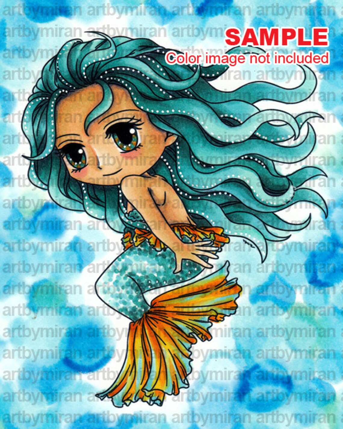 Mermaid Digital Stamp Mermaid Meara 292 Digi Stamp - Etsy