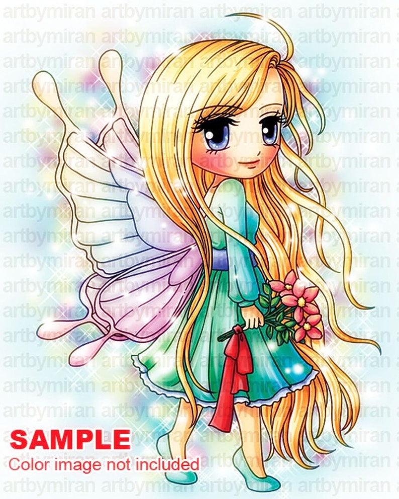 Digi Stamp Fairy - Flutterby(#184), Fairytale Digital Stamp & Coloring ...