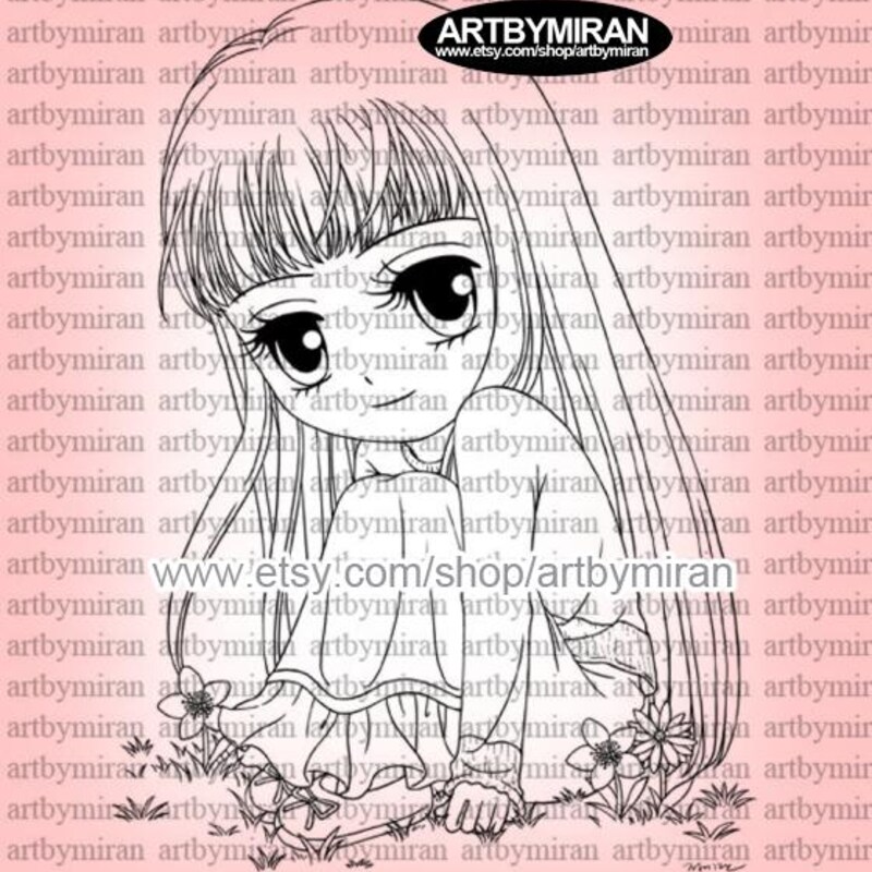 Girl Digital Stamp - Etsy