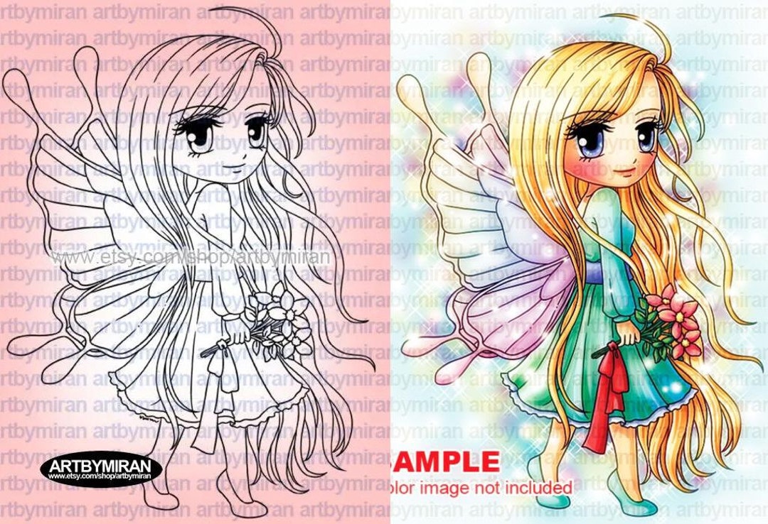 Digi Stamp Fairy - Flutterby(#184), Fairytale Digital Stamp & Coloring ...
