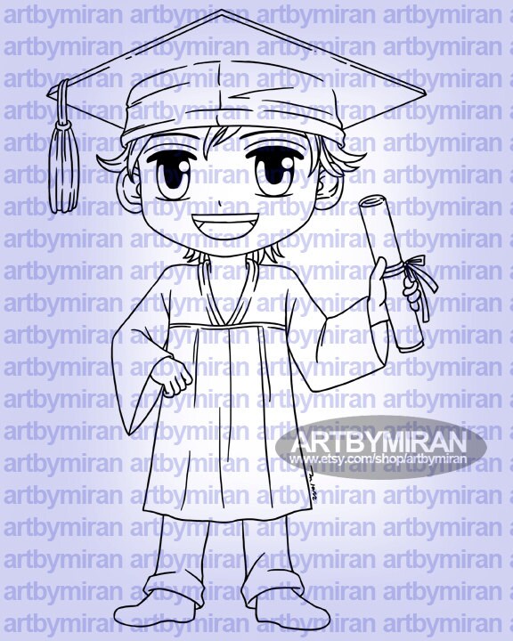 Graduation Digital Stamp Graduating Gordon ABM 008 Digi - Etsy